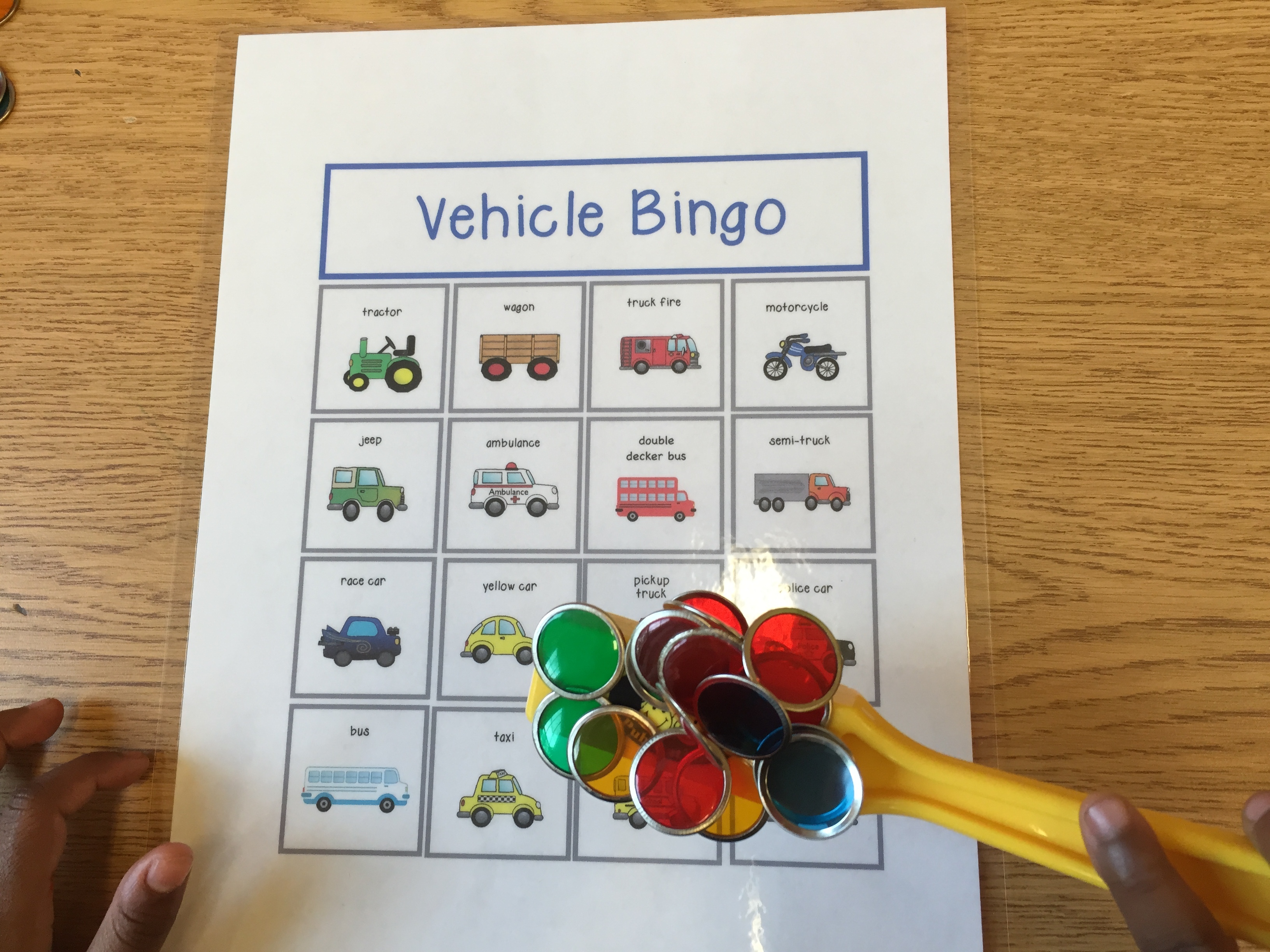 Vehicle Bingo | The Elementary Helper